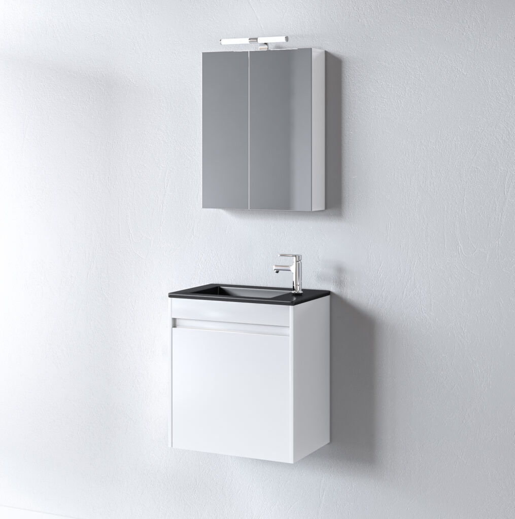 Σετ Επίπλου DIKI 55cm χρ.WHITE GLOSS κωδ. 9SDI055WGLB - Martin Home